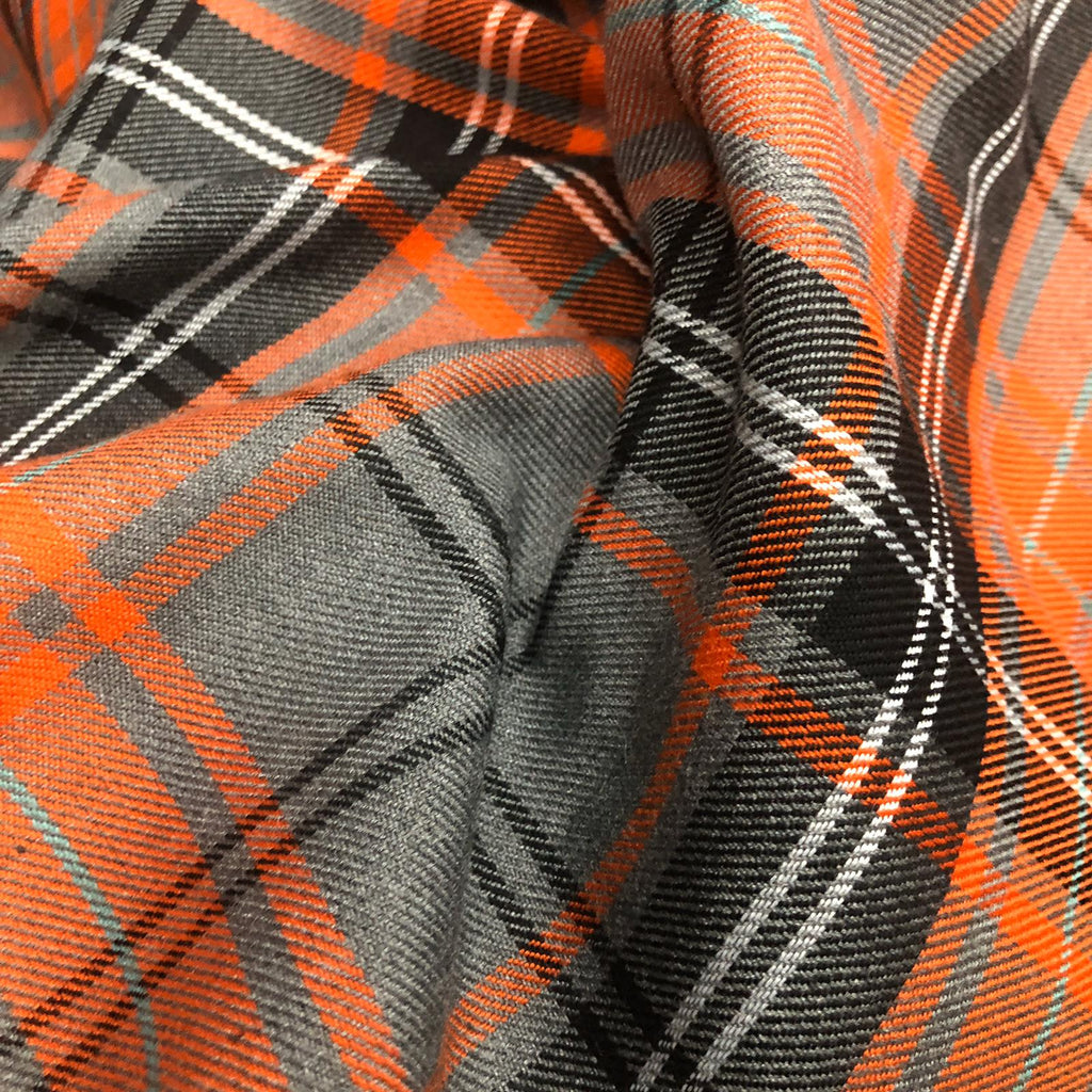 Orange & Grey Tartan – FabricBazaar